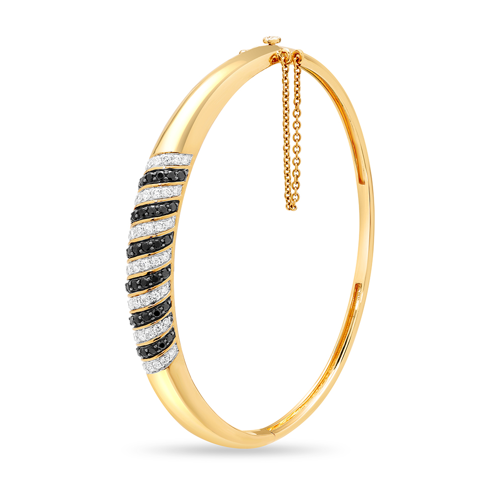 14KT Yellow Gold Striped Diamond Bangle