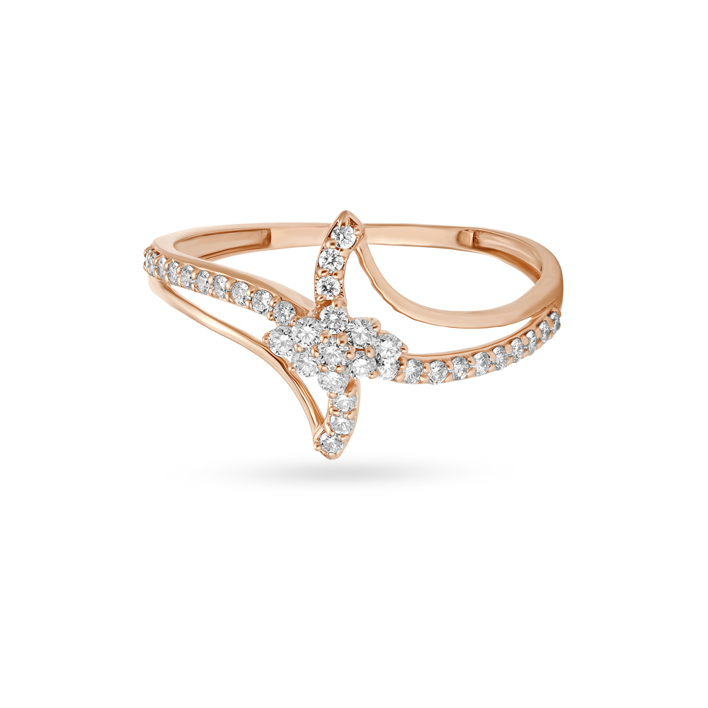 Modern Crossover Rose Gold Finger Ring