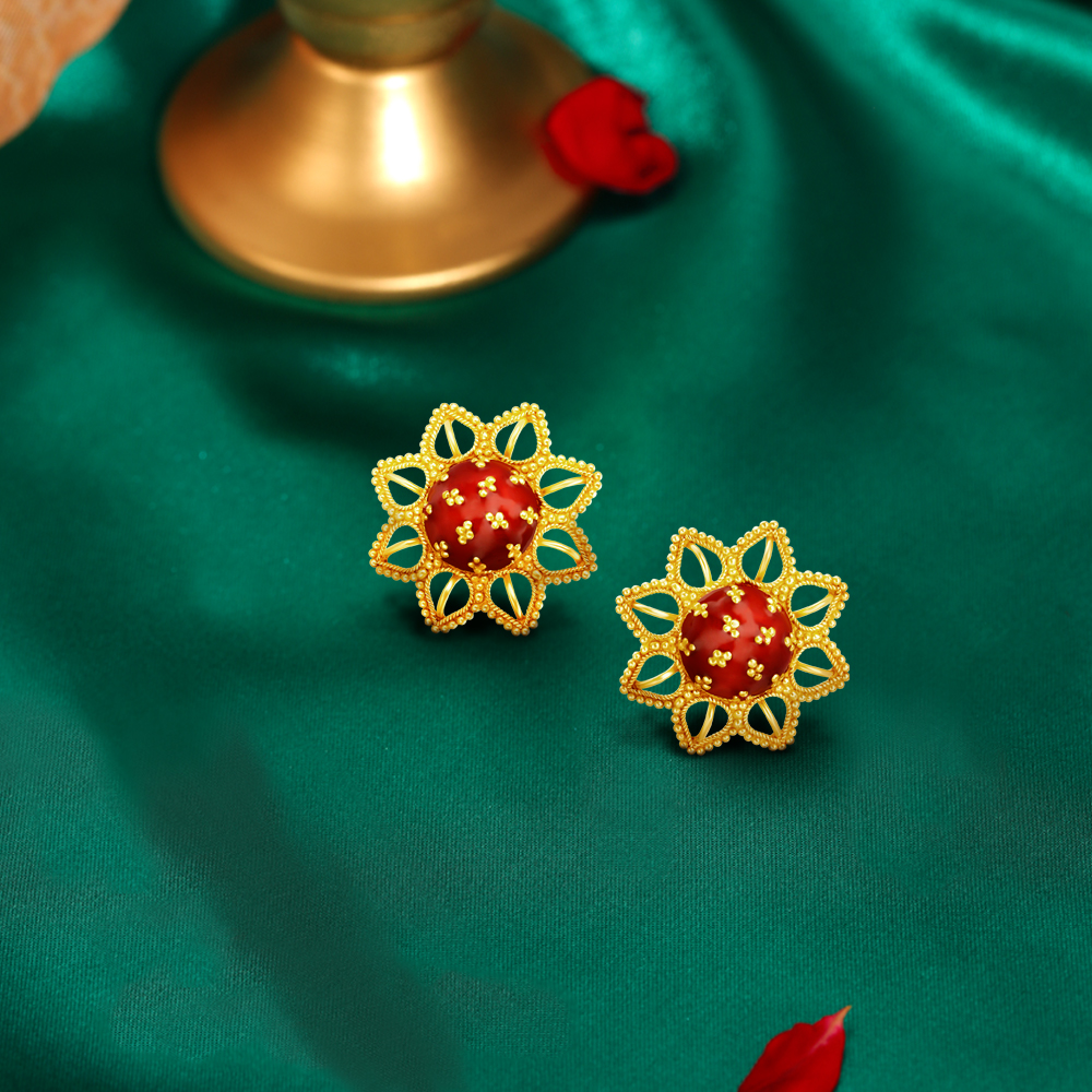 Coloured Fancy Enamel Floral Studs