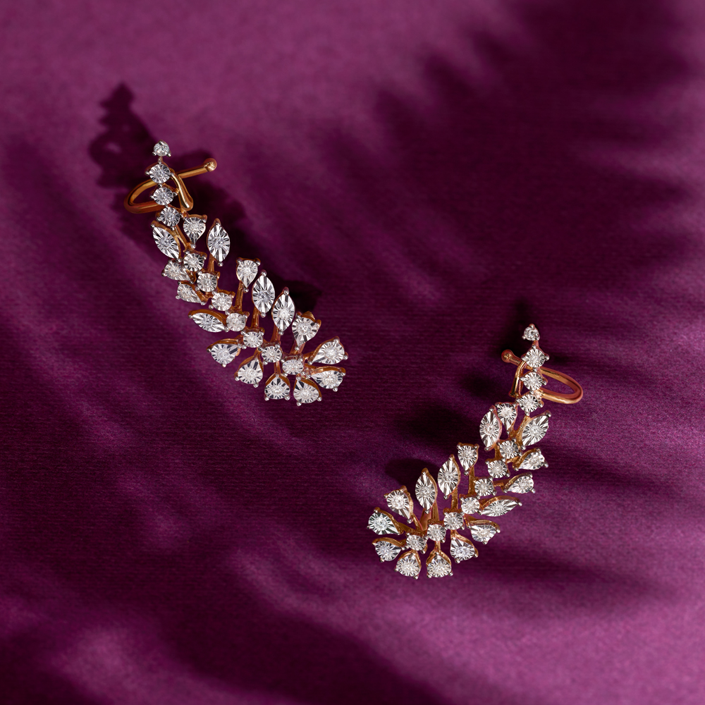 Leafy Diamond Stud Earrings