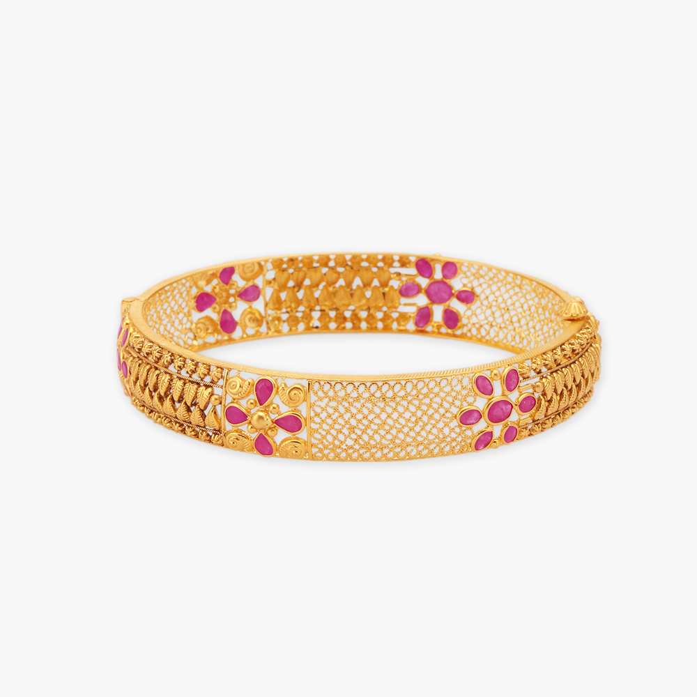 Exquisite Ruby Gold Bangles