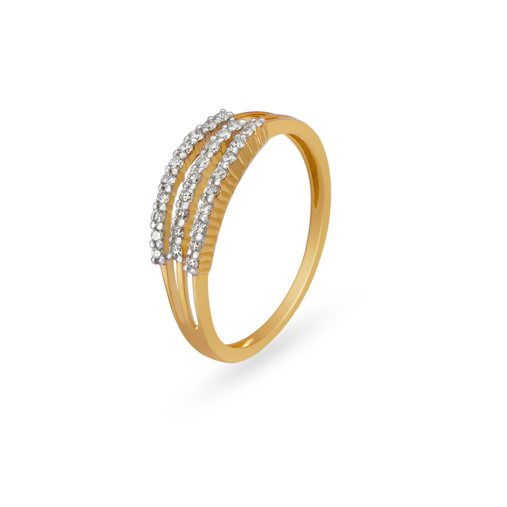 Triple Row Diamond Finger Ring