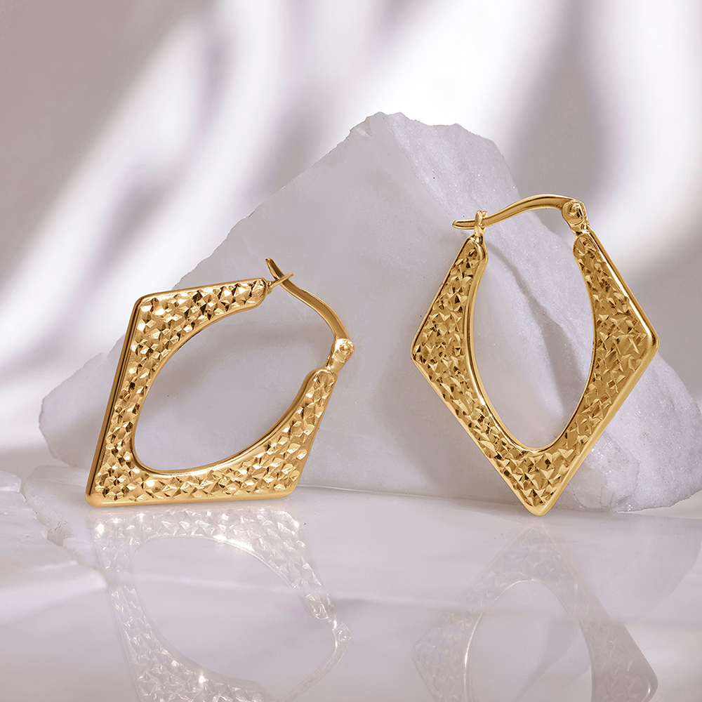 Angular Artistry 18KT Gold Hoop Earrings