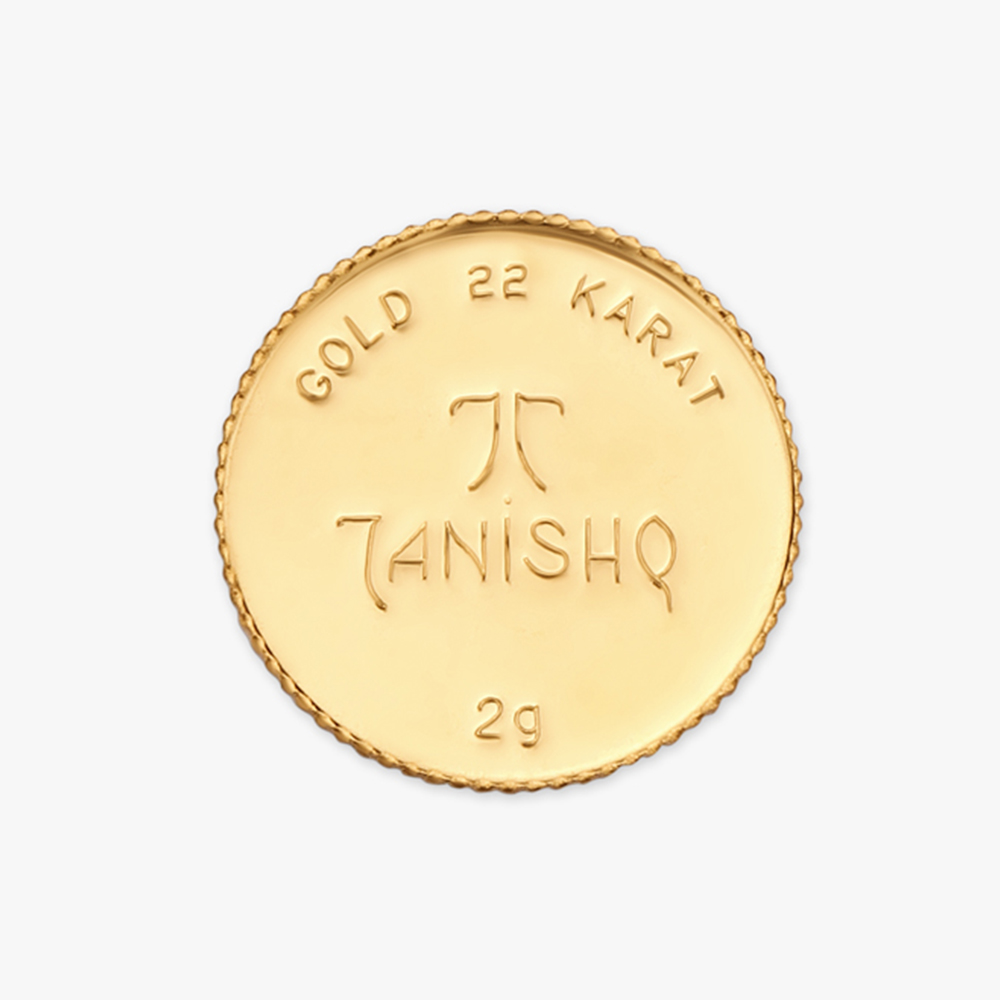 2 gram 22 Karat Gold Coin with Lakshmi Ganesha Motif