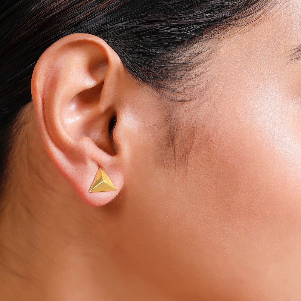14KT Yellow Gold Chic Triangles Stud Earrings