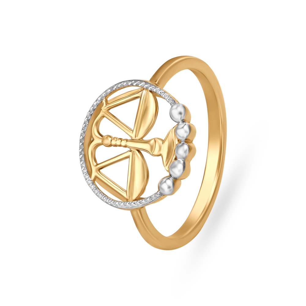 Libra Zodiac Gold Finger Ring