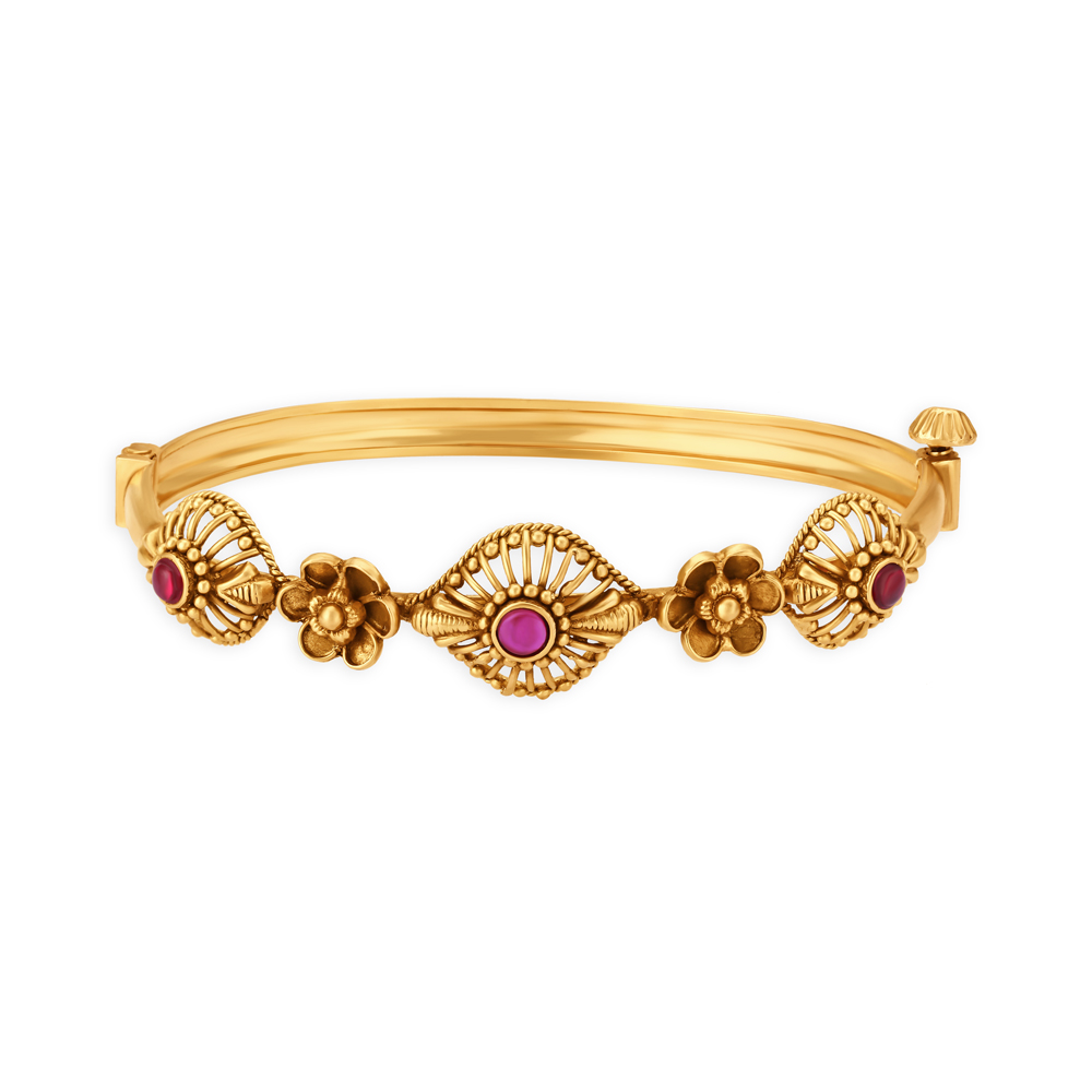 Traditional Floral Gold Bangle