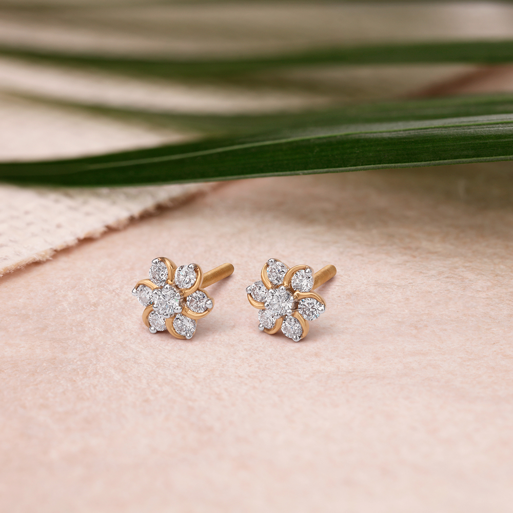 Captivating Floral Seven Stone Stud Earrings