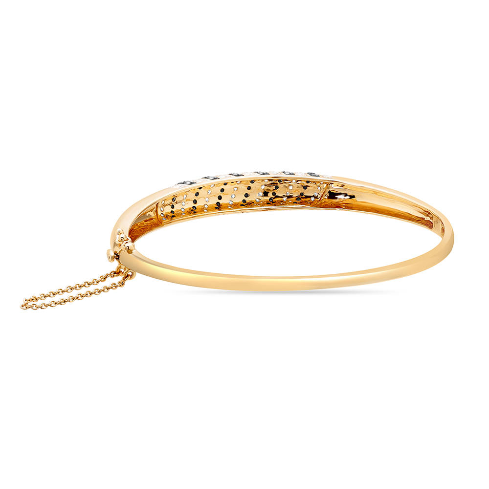 14KT Yellow Gold Striped Diamond Bangle