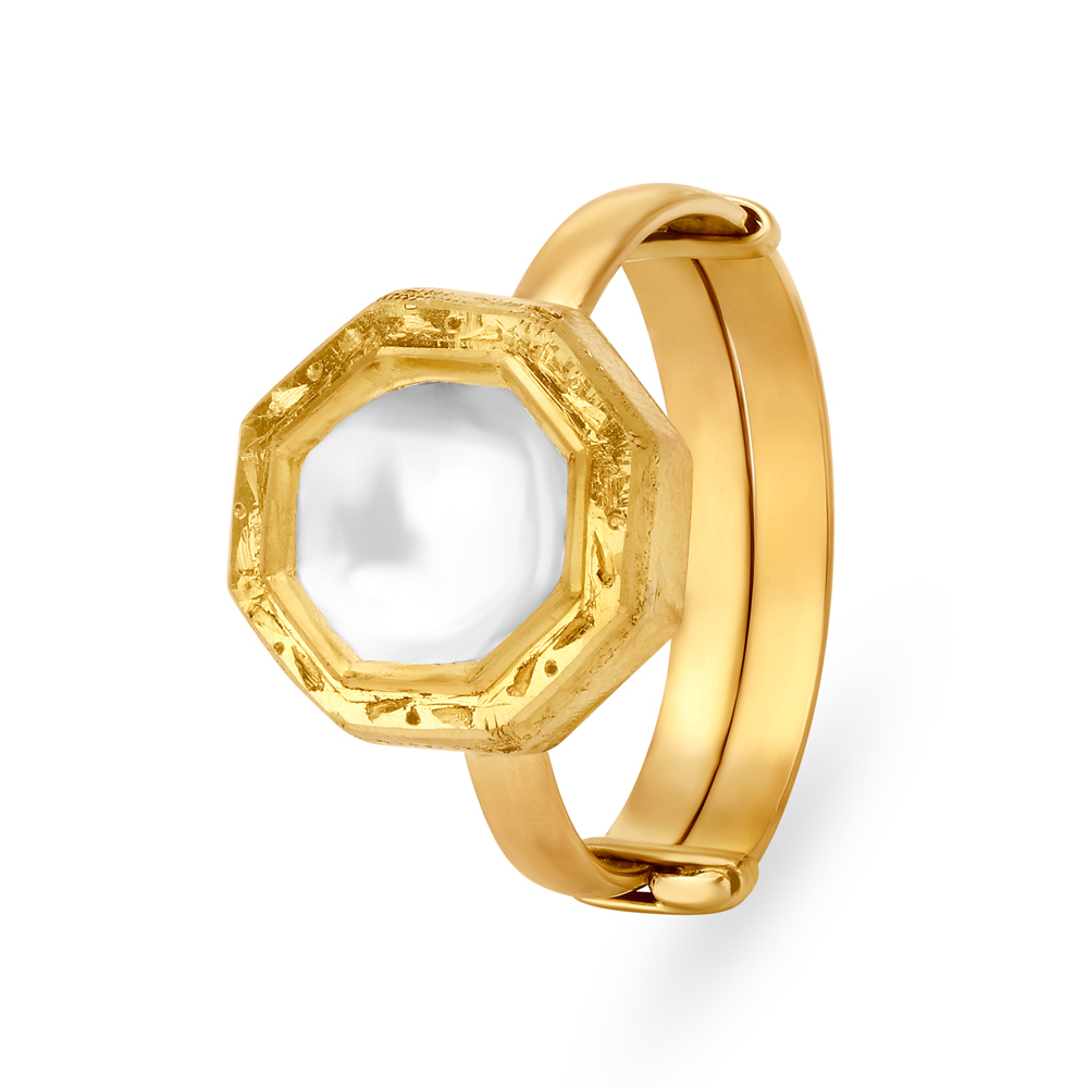 Dazzling Geometric Gold Solitaire Look Ring