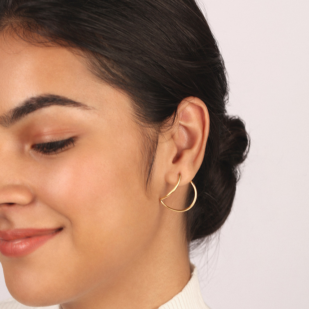 Enchanted Moonbeam Arc Hoop 14KT Earring