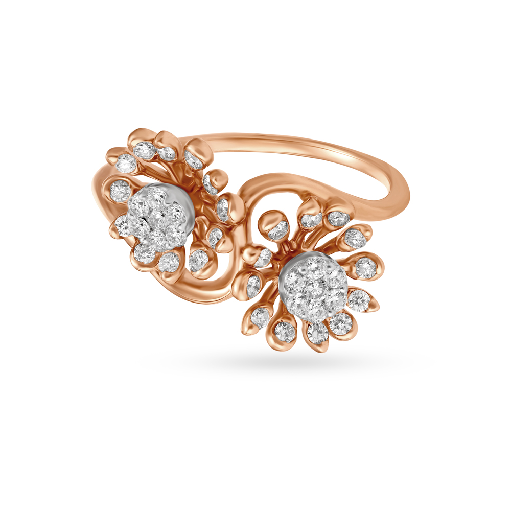 Charming Floral Rose Gold Finger Ring