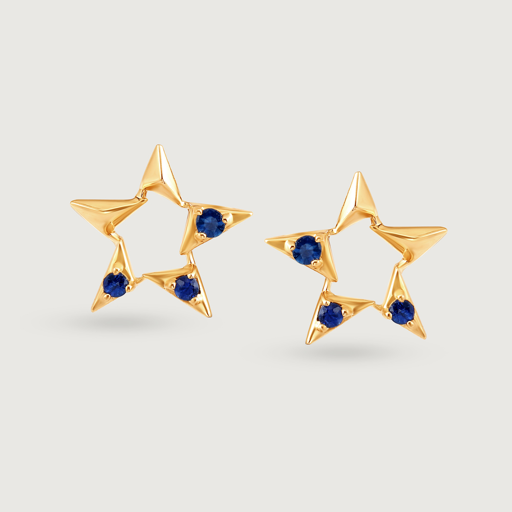 Luminous Brilliance Blue Sapphire 14KT Stud Earrings