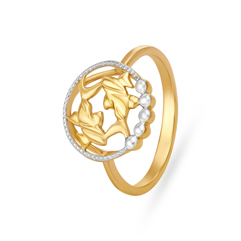 Pisces Zodiac Gold Finger Ring