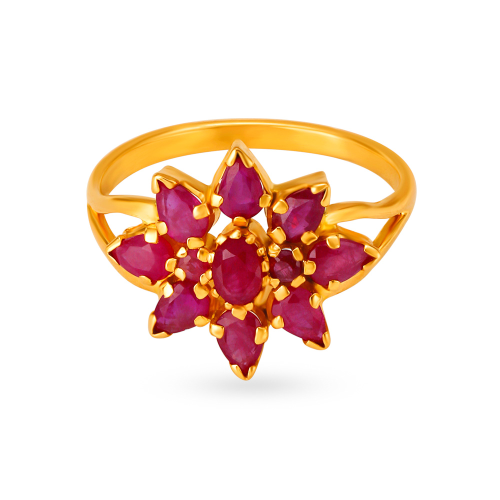 Magnificent 22 Karat Gold And Ruby Finger Ring