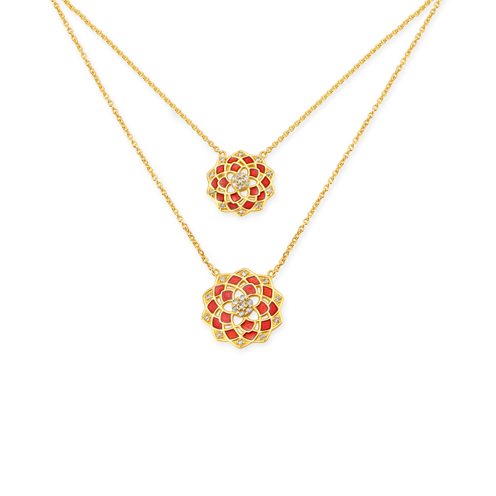 Opera Pendant with Chain with Un-cut Diamonds