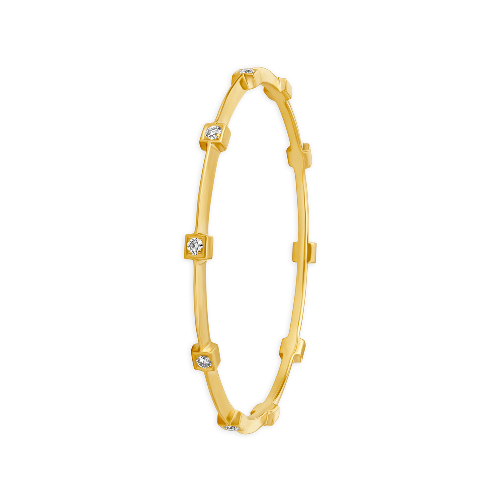 Pristine Square Gold and Diamond Bangle