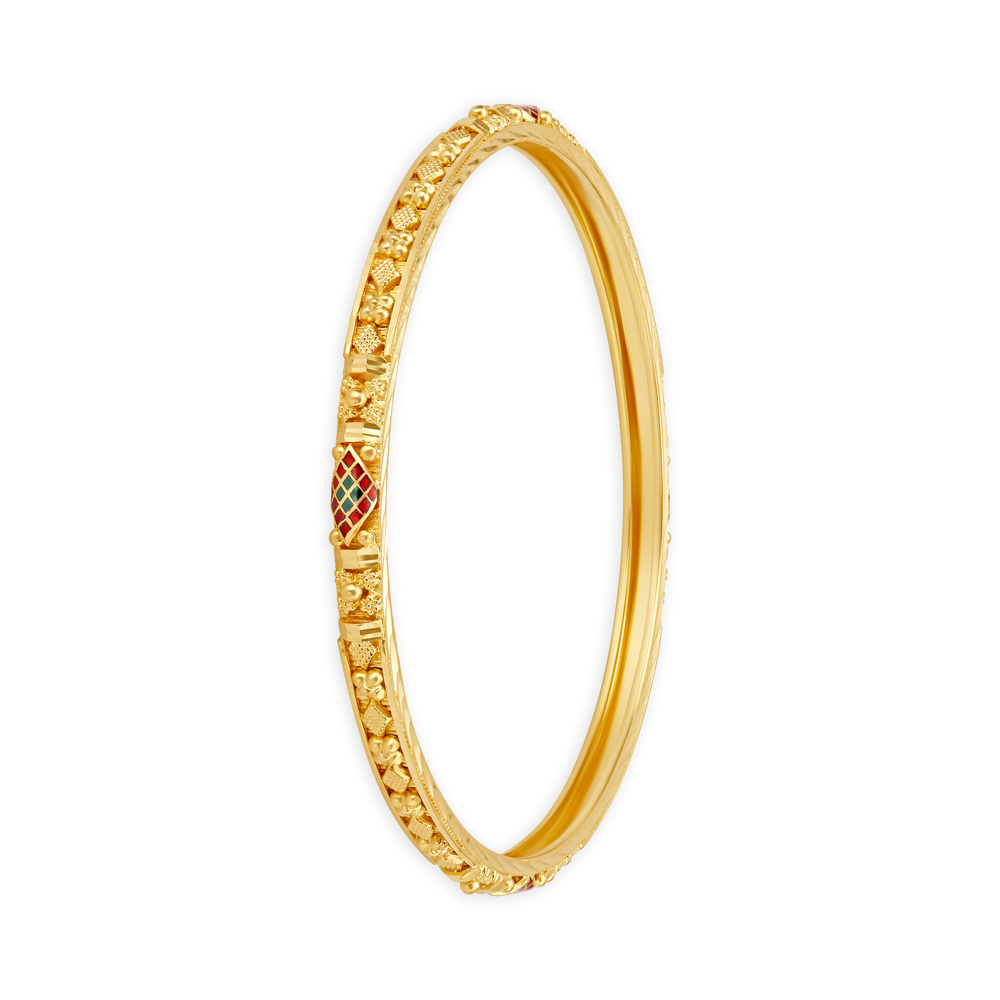 Vibrant Yellow Gold Beaded Bangles