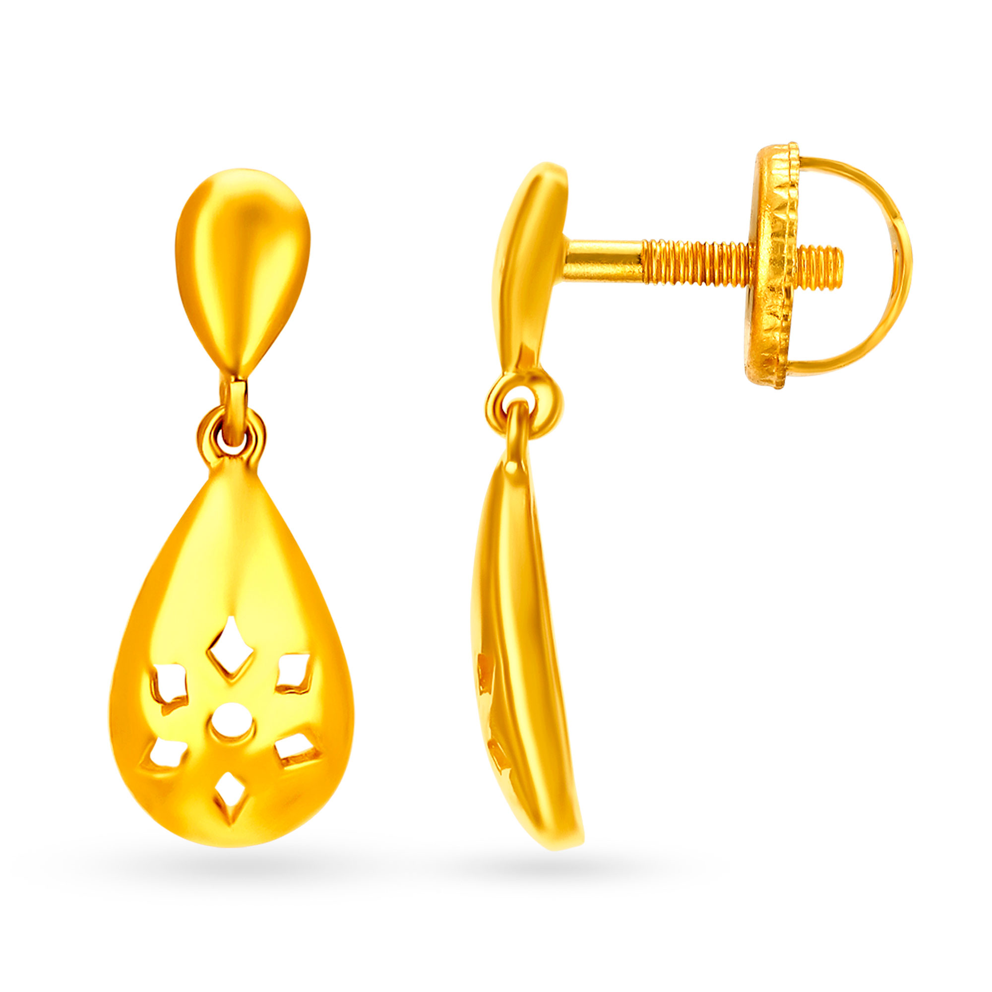 Contemporary Pear Shape Drop Earrings