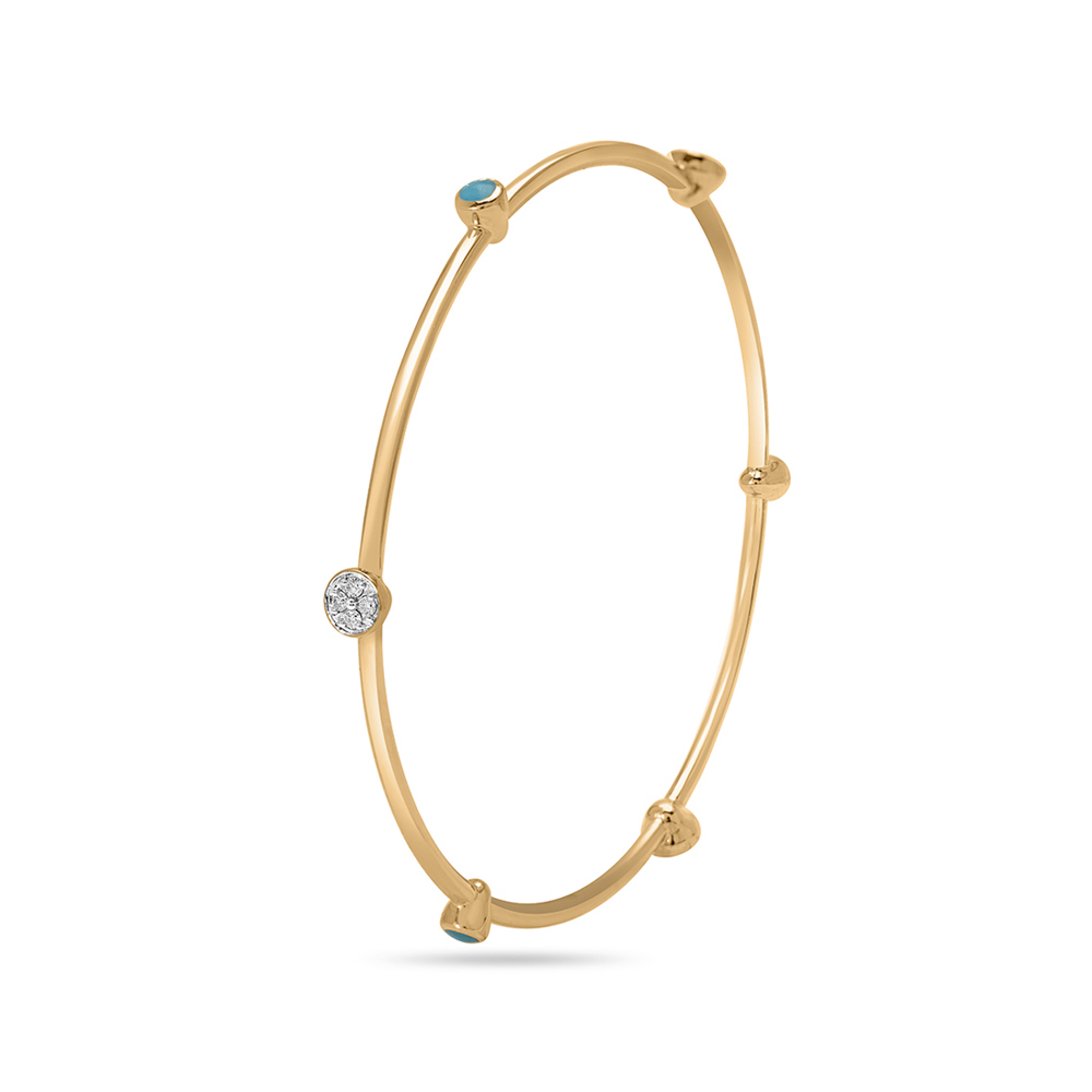 14 KT Yellow Gold Circle Drop Diamond Bangle