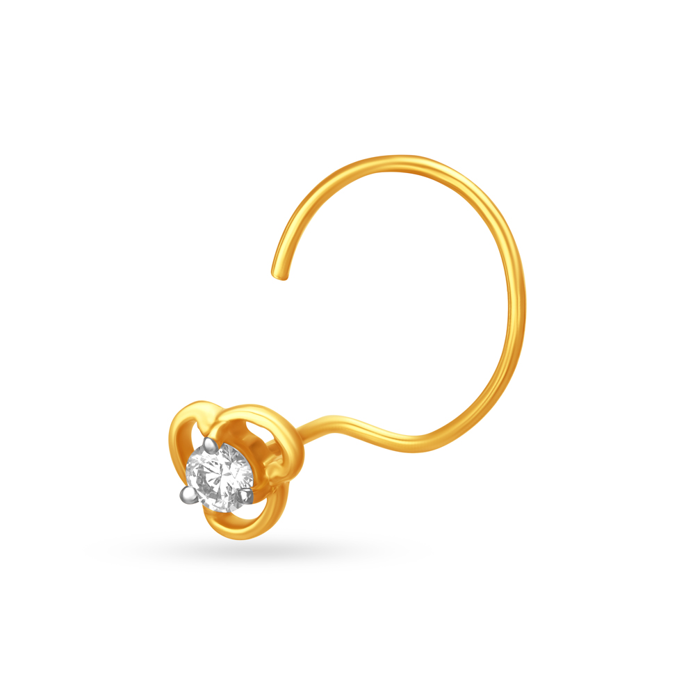 Floral Single Stone Diamond Nose Pin