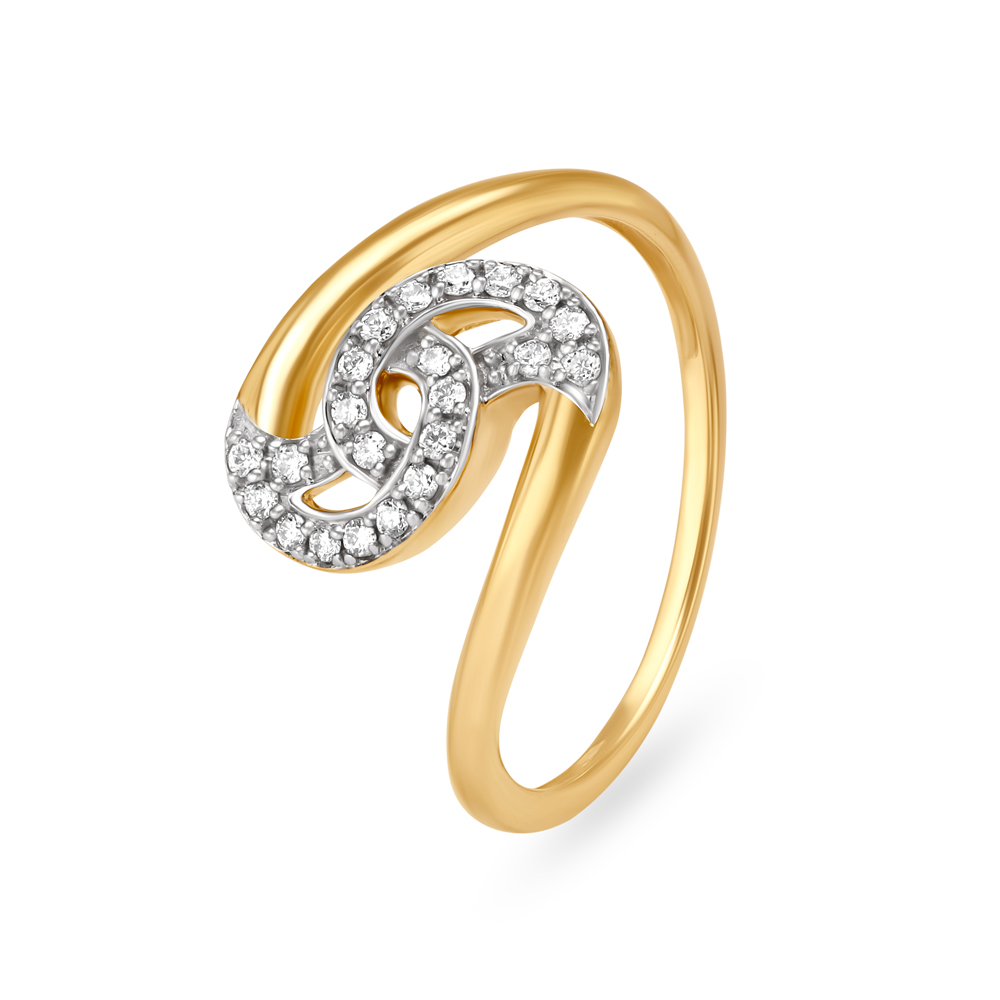Fancy Contemporary Gold and Diamond Finger Ring