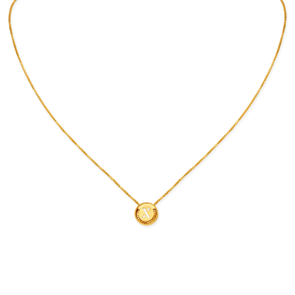 Letter X Gold Pendant with Chain For Kids