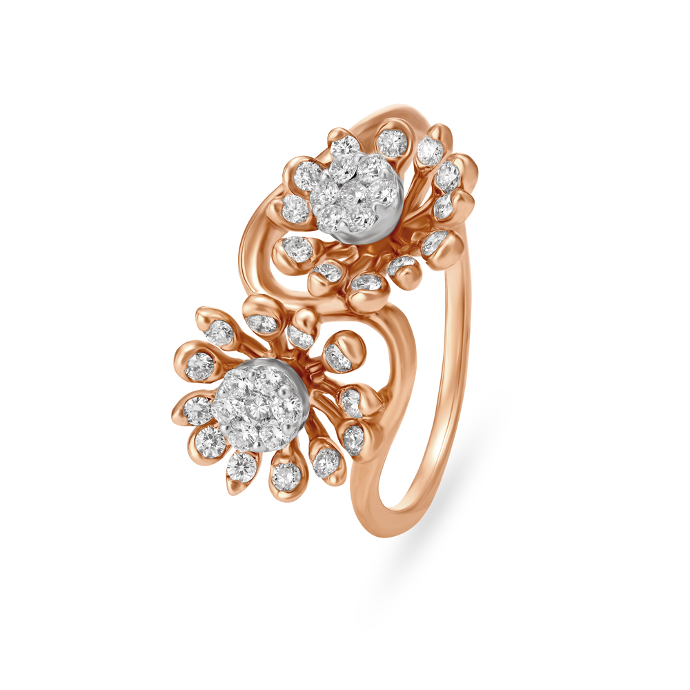 Charming Floral Rose Gold Finger Ring