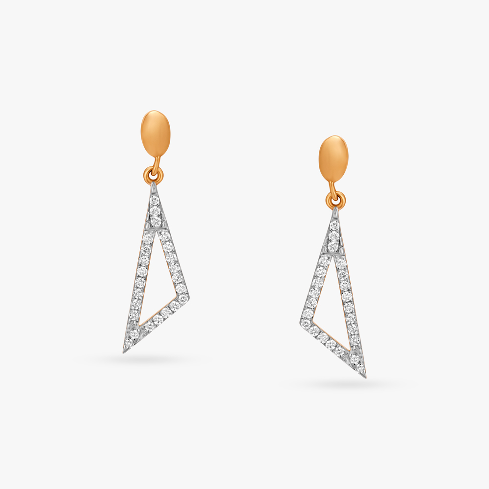 Glinting Triangle Diamond Drop Earrings