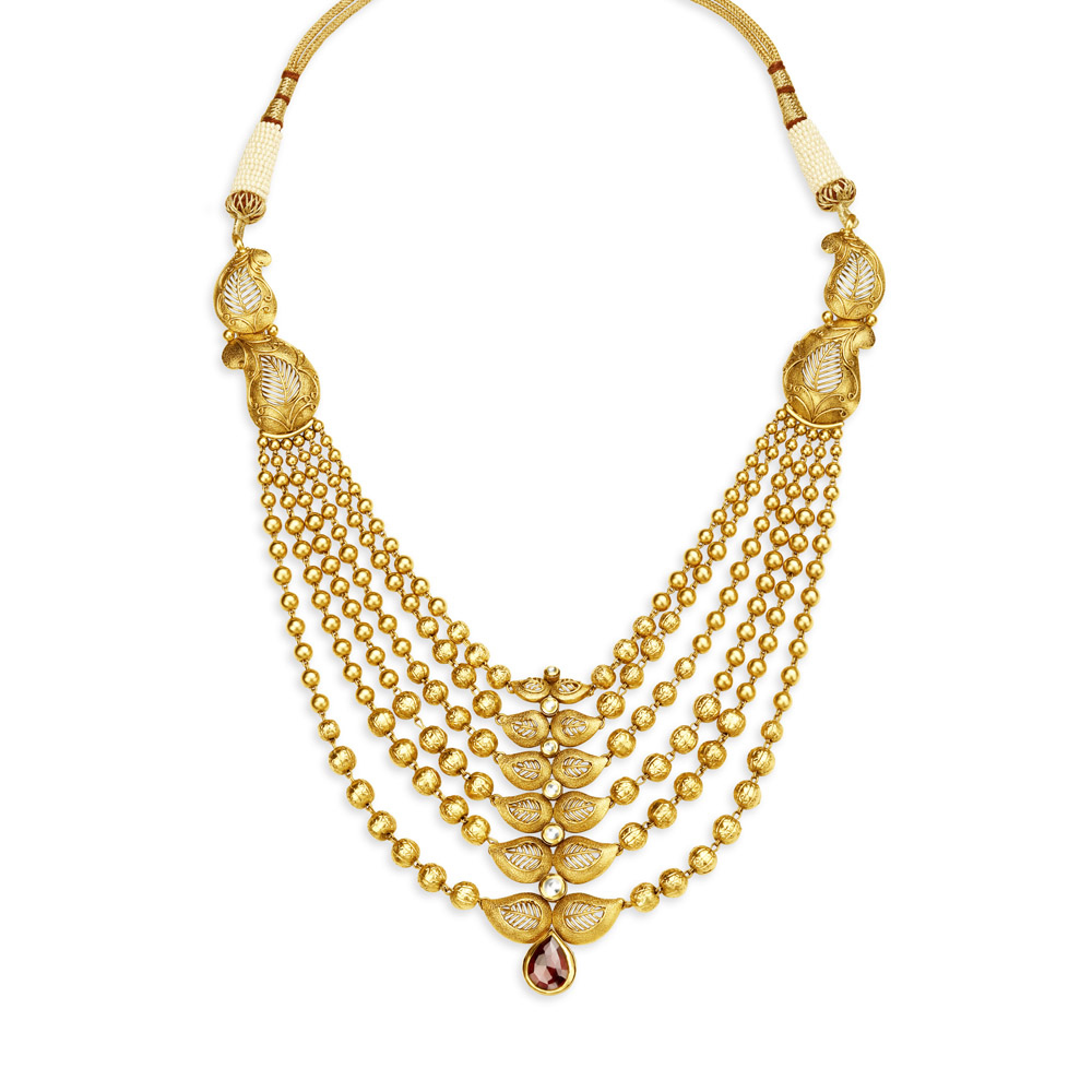 Leaf Inspired Grand Gold Necklace Set