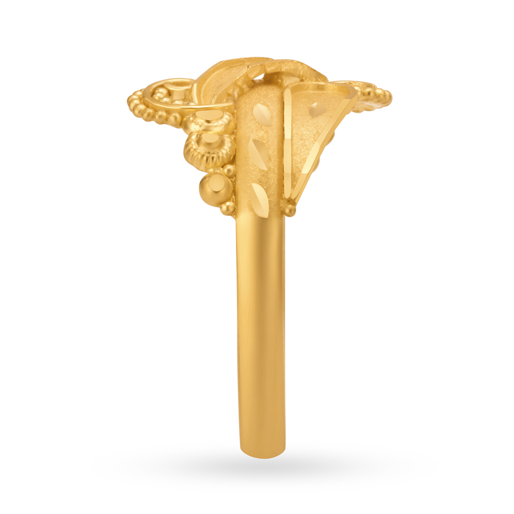 Spectacular Gold Finger Ring with Bead Work