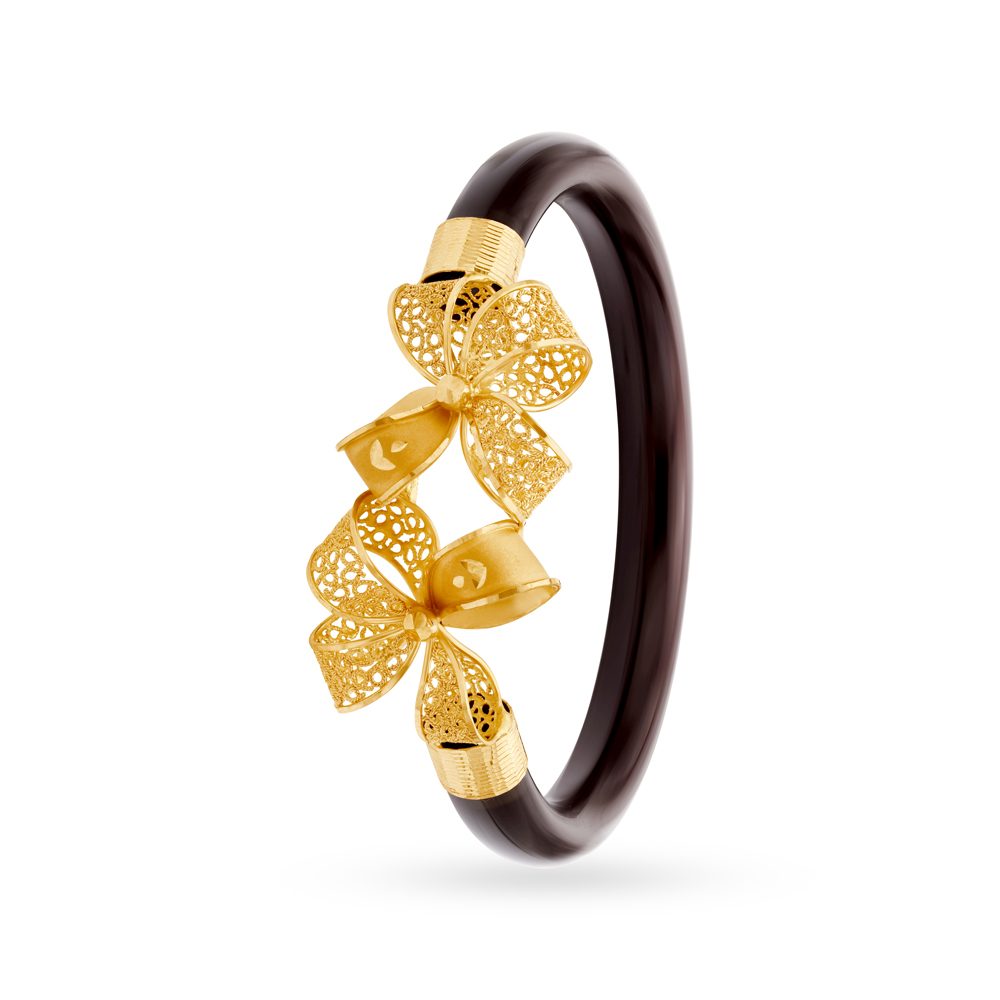Blooming Floral Design Gold Bangle