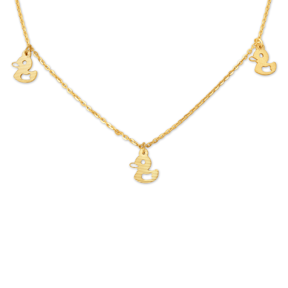 Endearing Duck Gold Pendant with Chain For Kids