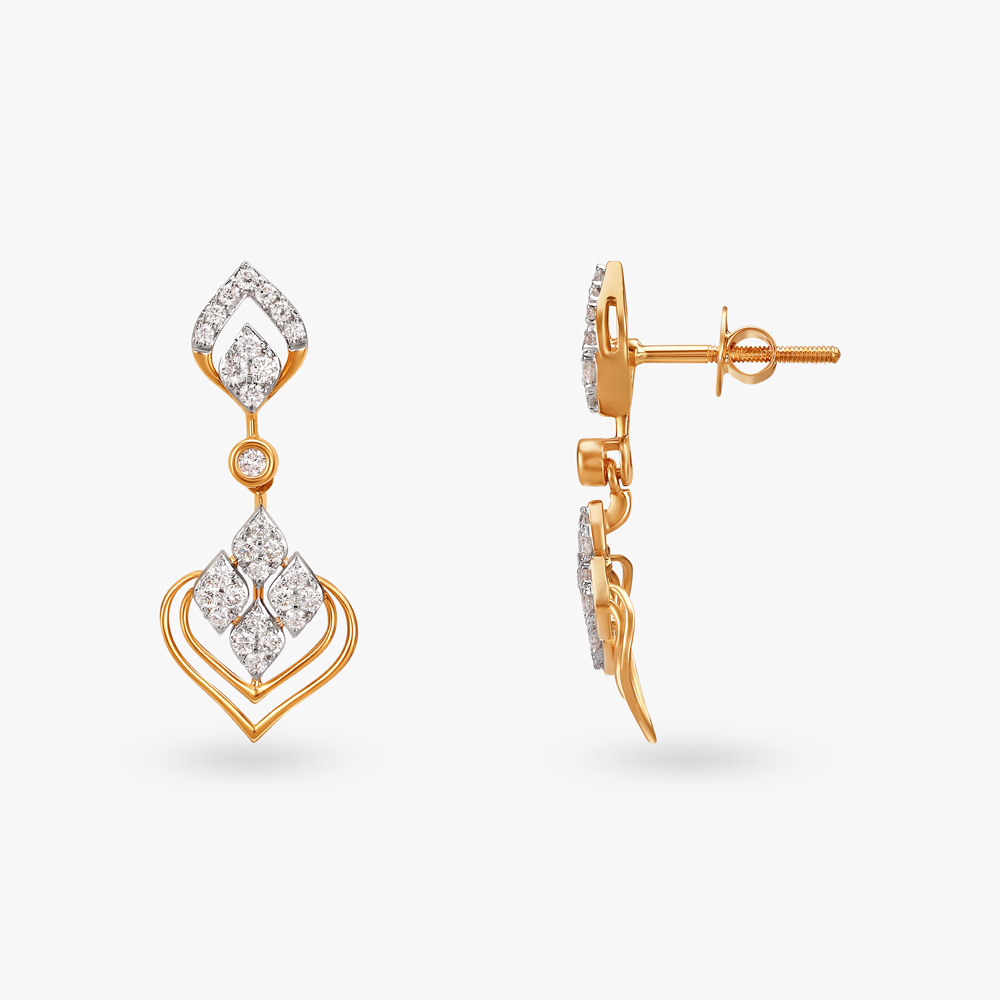 Lotus Aura Diamond Drop Earrings
