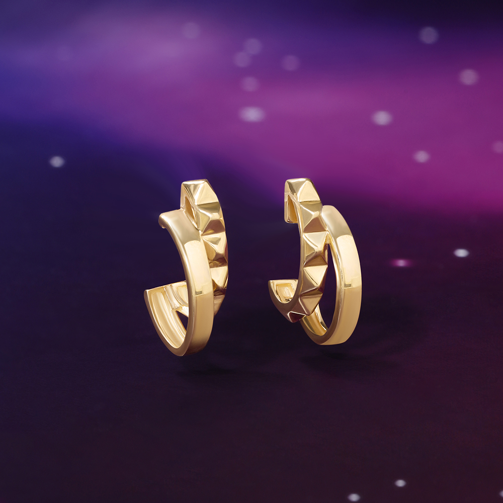 Galactic Elegance 14KT Orbits Curvy Stud Earring