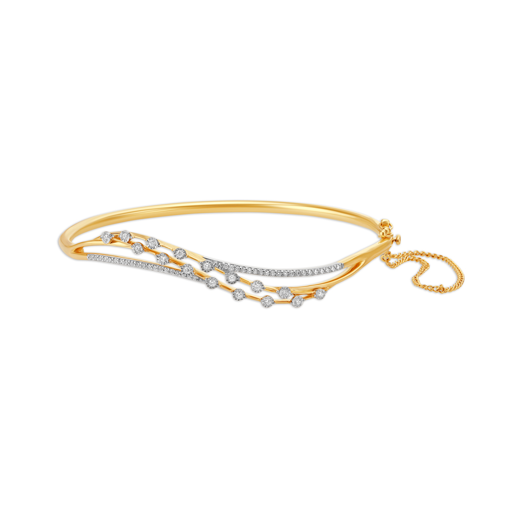 Wavy Fancy Gold Bangle