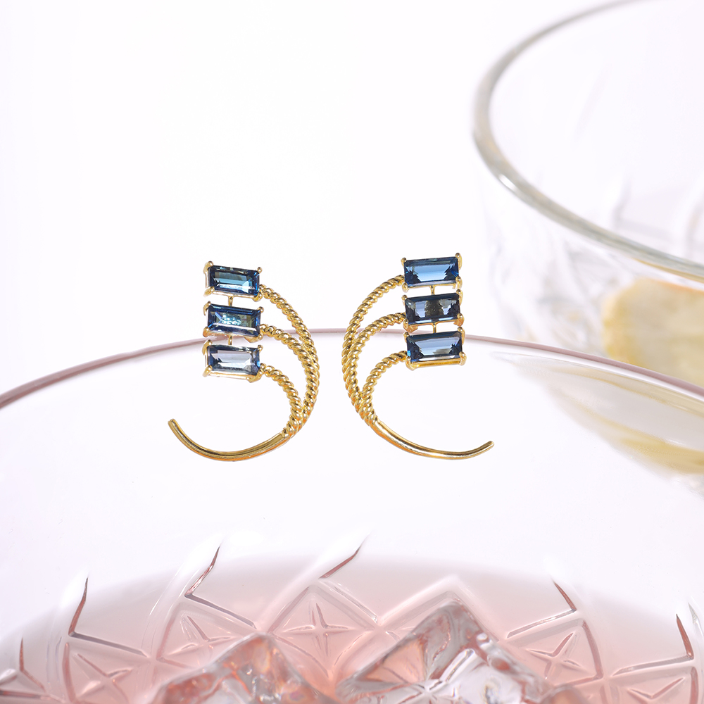 Azure 14KT London Blue Topaz Hoop Earrings