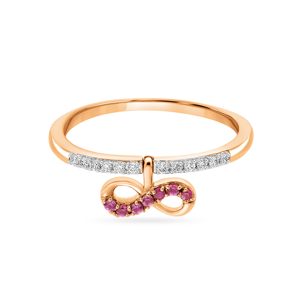 14 KT Infinity Rose Gold Diamond Ring with Reversible Charm