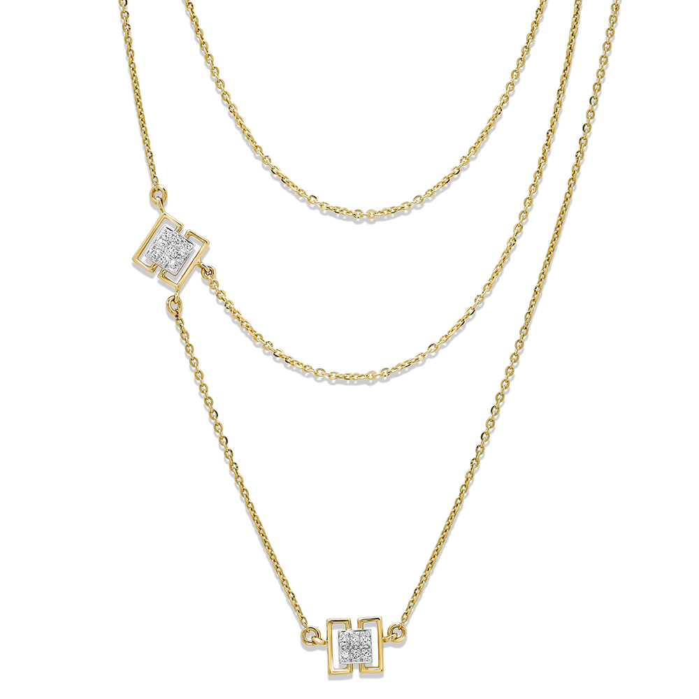 14KT Yellow Gold Abstract delight Diamond Necklace