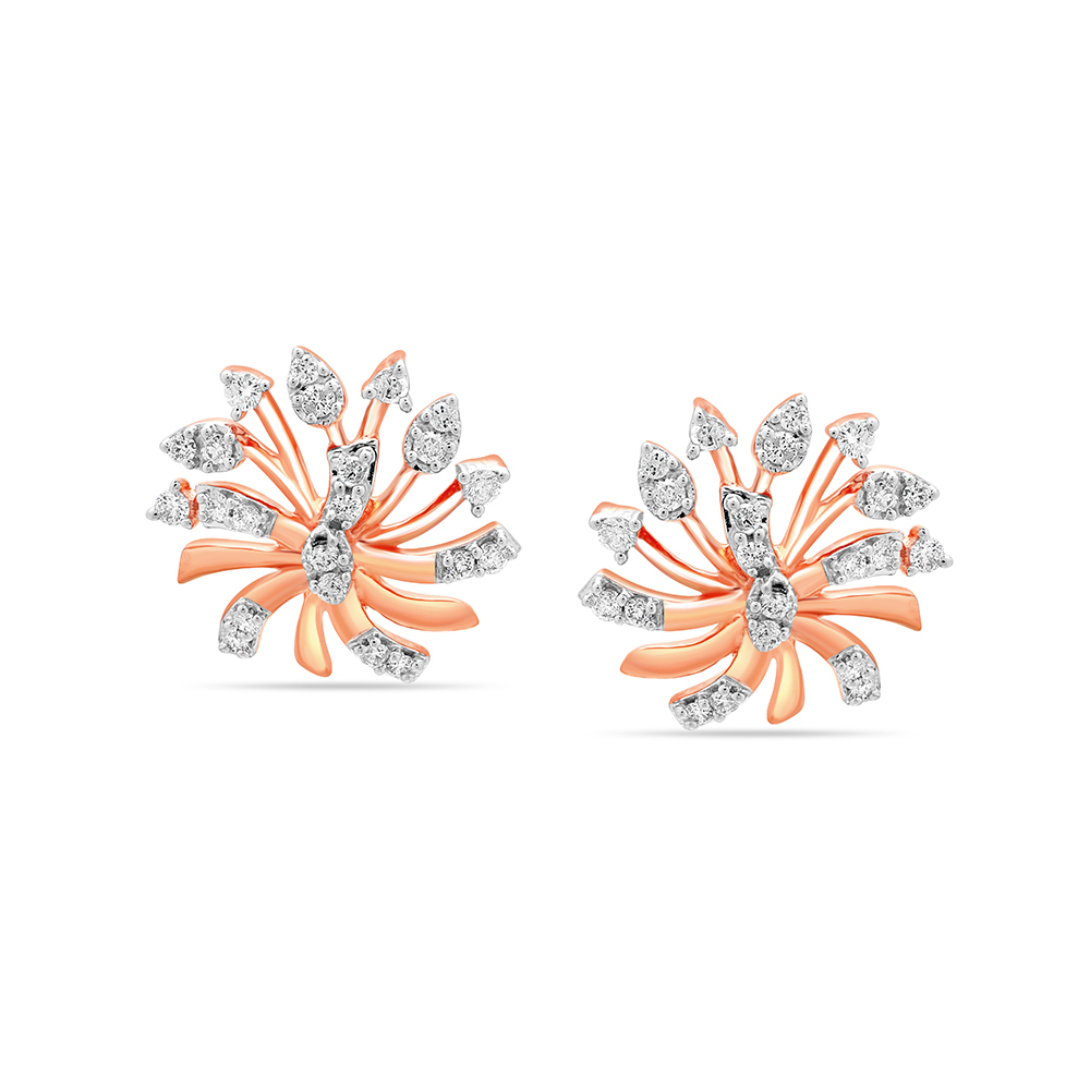 14kt Rose Gold Simple Floral Stud Earrings