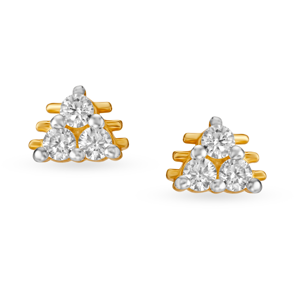 Quintessential Triangular Gold Stud Earrings for Kids