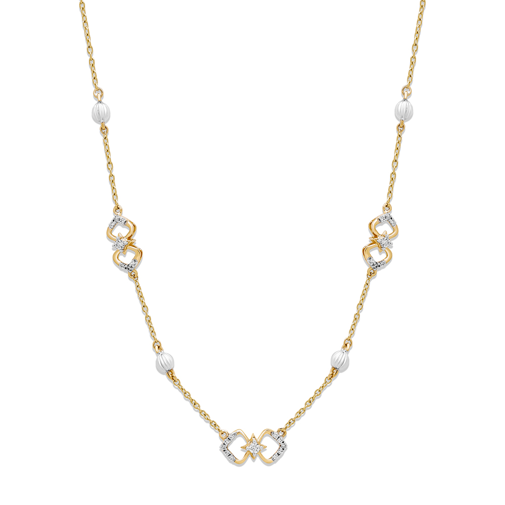14Kt Yellow Gold Chic Interlock Diamond Necklace