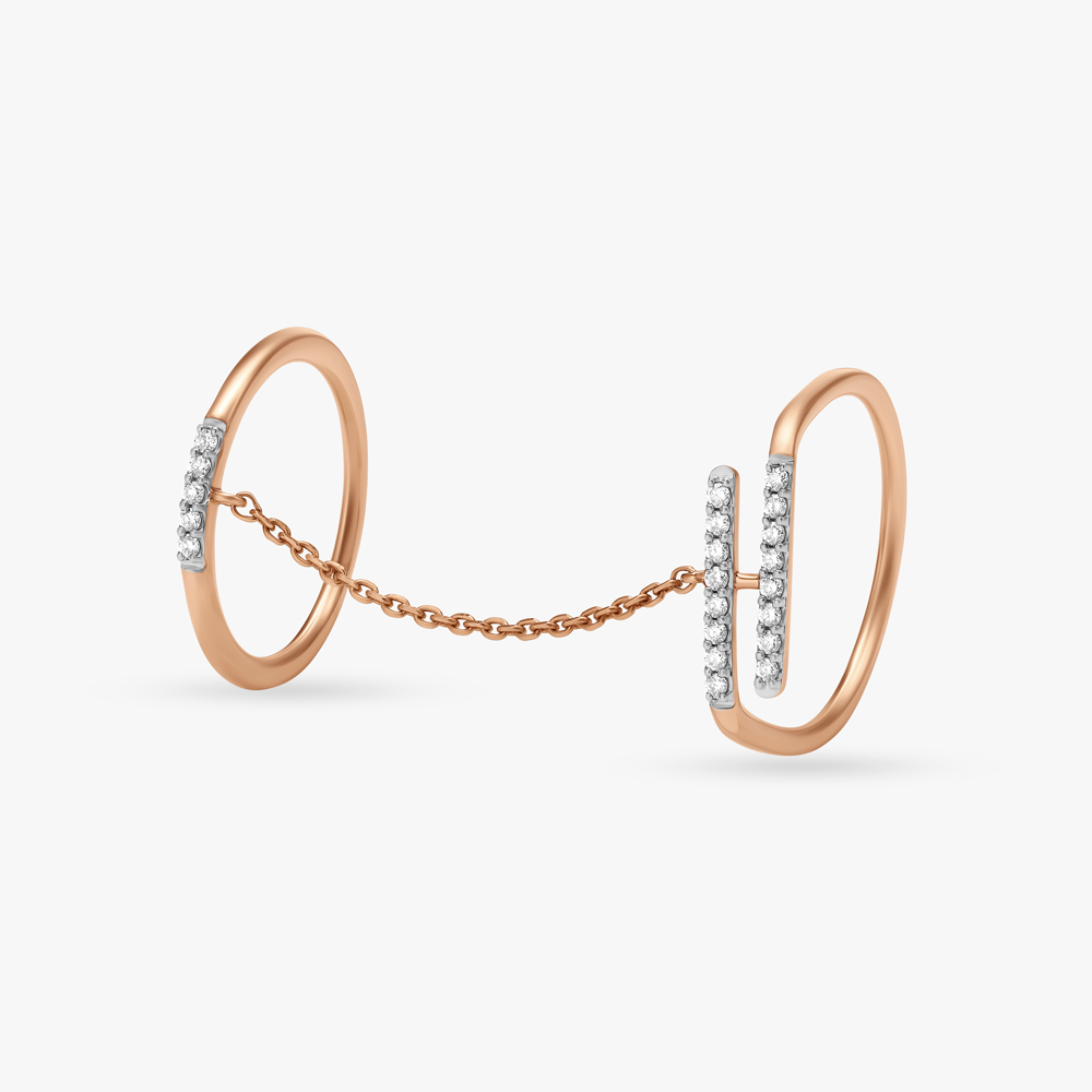 Slender Connected Finger Diamond Ring