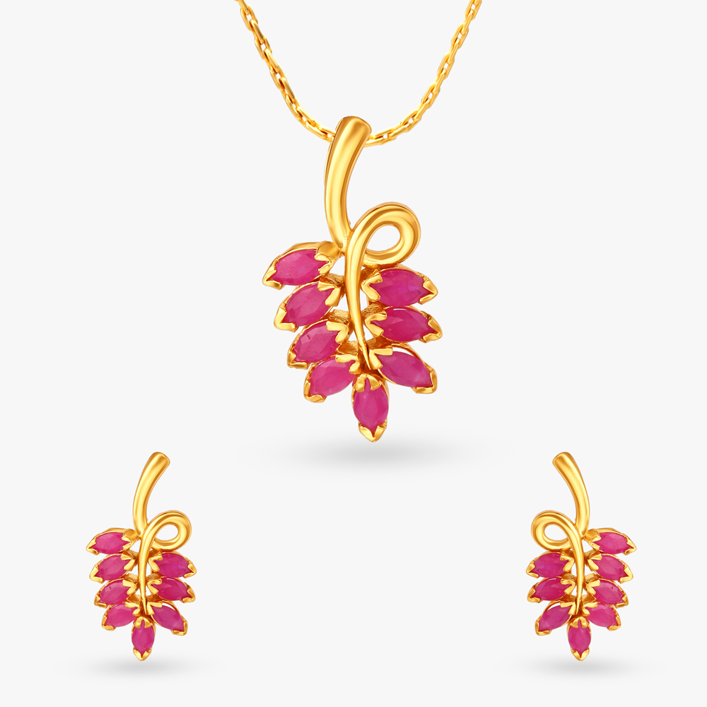 Contemporary Pendant and Earrings Set