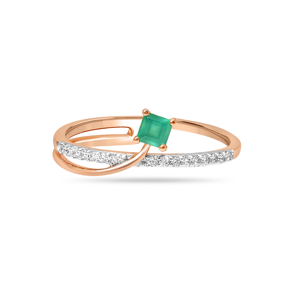 14KT Rose Gold Enchanted Dream Green Onyx Finger Ring