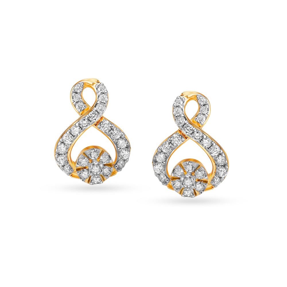 Stylised Gold Stud Earrings