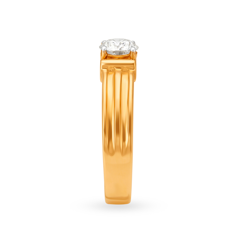 Opulent Solitaire Look Ridged Solitaire Ring for Men