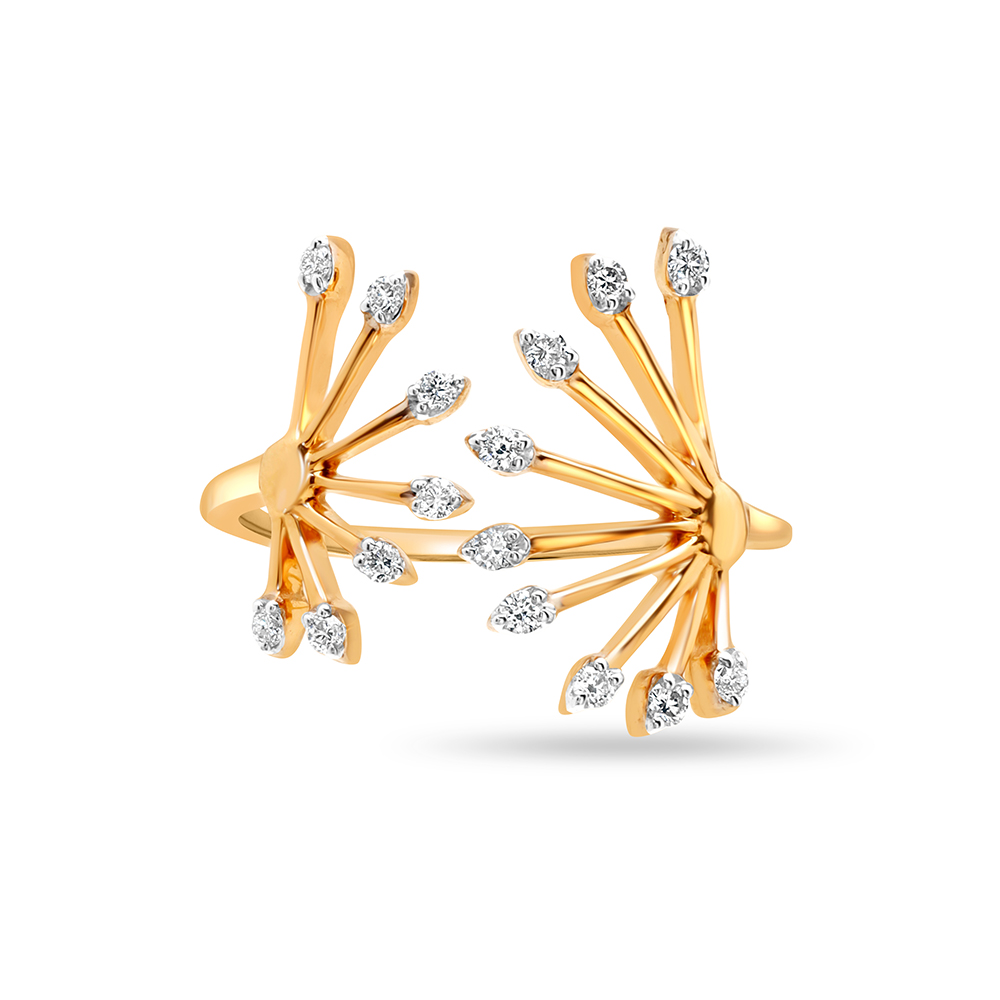 14KT Yellow Gold Dainty Dandelion Ring