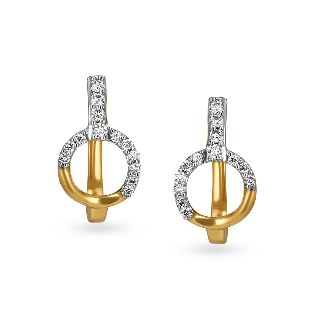Fancy Circle Motif Diamond Hoop Earrings