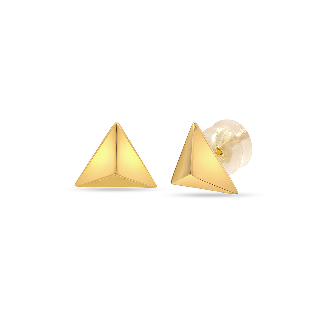 14KT Yellow Gold Chic Triangles Stud Earrings